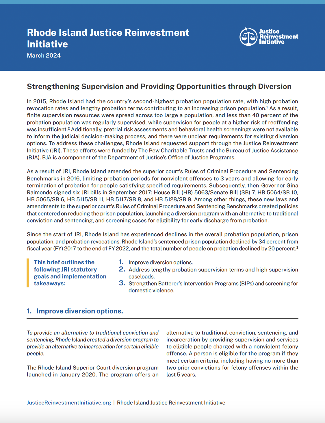 Publications Archive Justice Reinvestment Initiative